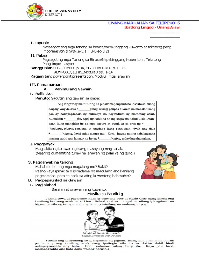 Fil5-Q1-W3 Day1-5 Anekdota, Pagsagot NG Mga Tanong Sa Binasa | PDF