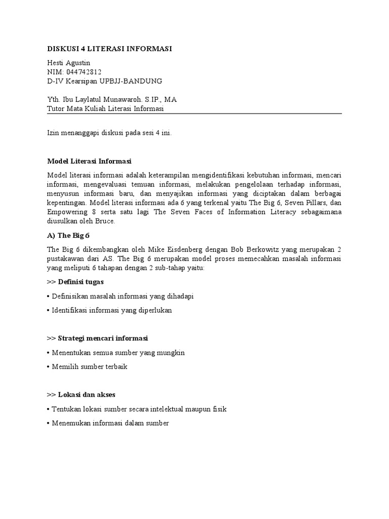 Diskusi 4 Literasi Informasi | PDF