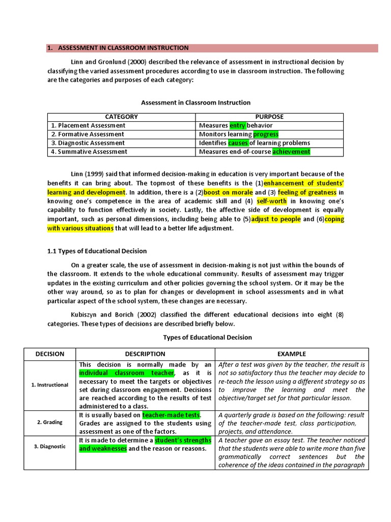 Lesson 3 Outcome Based Assessment | PDF | Educational Assessment | Teachers