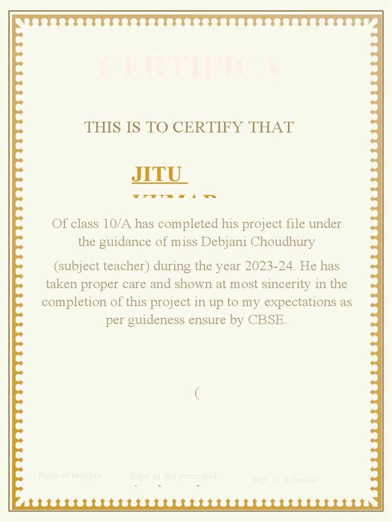 Class 10 Project Completion Certificate | PDF | Career & Growth | Business