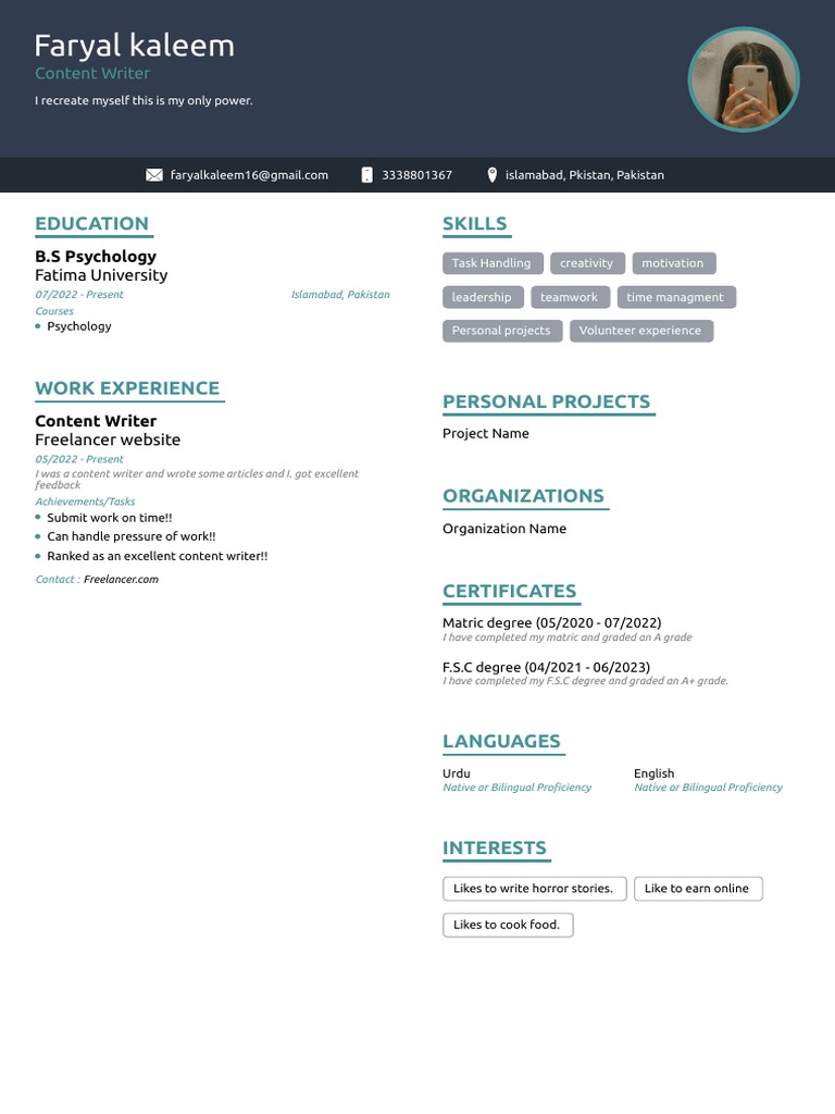 Faryal's Resume | PDF Faryal's Resume | PDF