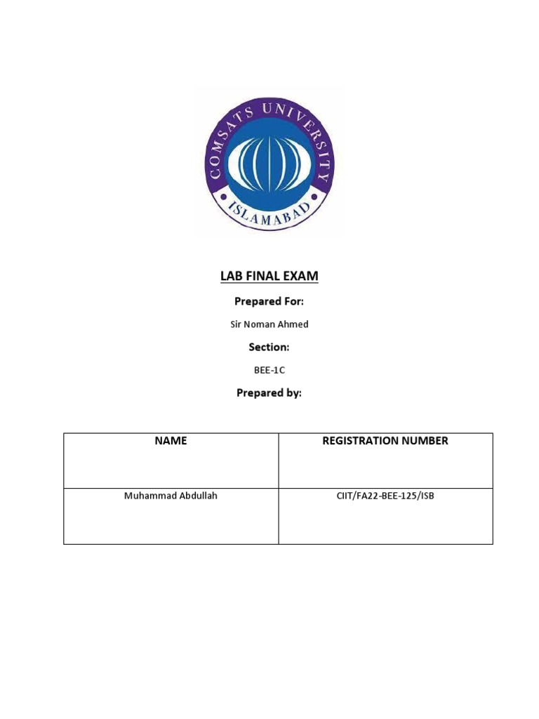 Lab Final Exam Part 1 | PDF