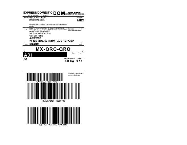 Guia DHL Jose Eduardo04!05!23 | PDF