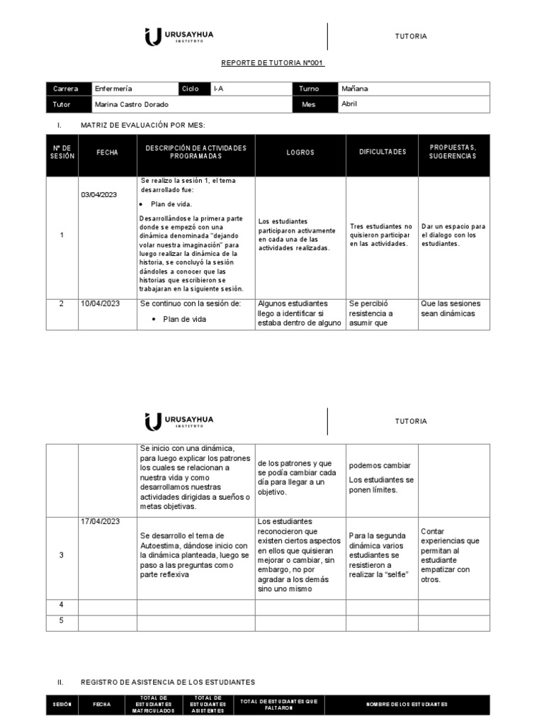 2.modelo Informe Tutor | PDF