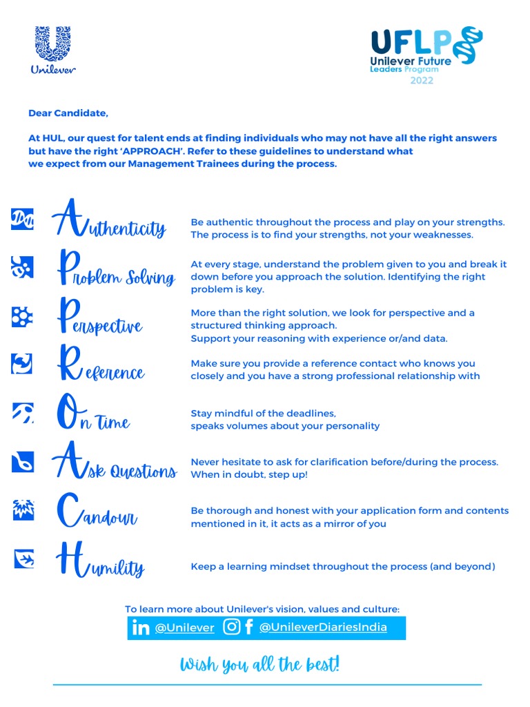 HUL UFLP 2022 - Application Approach Note | PDF | Career & Growth ...