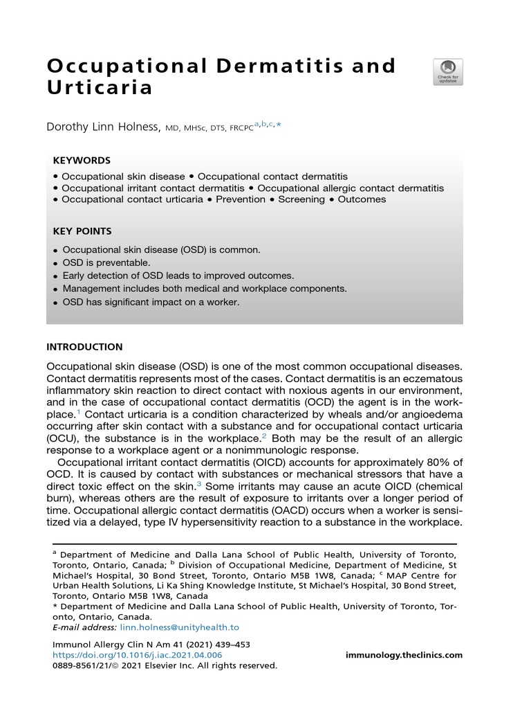 Occupational Dermatitis Overview | PDF | Dermatitis | Allergy