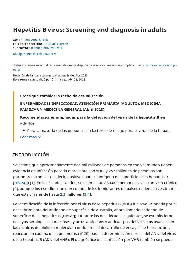 Hepatitis B Virus_ Screening and Diagnosis in Adults - UpToDate | PDF ...