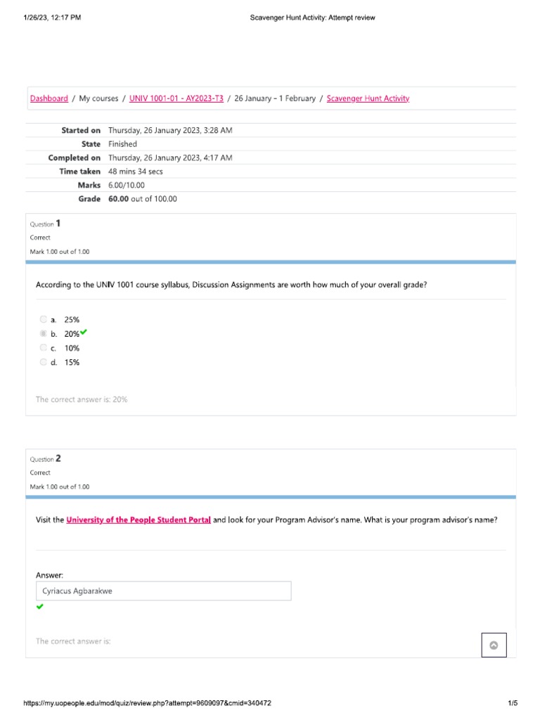 Graded Scavenger Search Test 1 Online Education Strategies | PDF