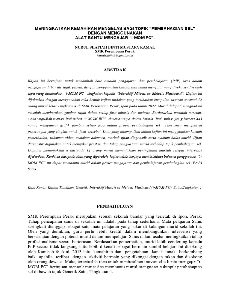 Kajian Tindakan (Format Baru) Nurul Shafiah | PDF