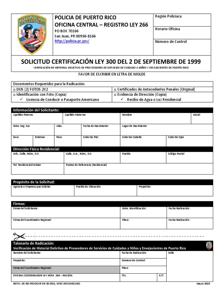 Formulario Solicitud Certificacion Ley 300 | PDF | Gobierno | Gobierno ...