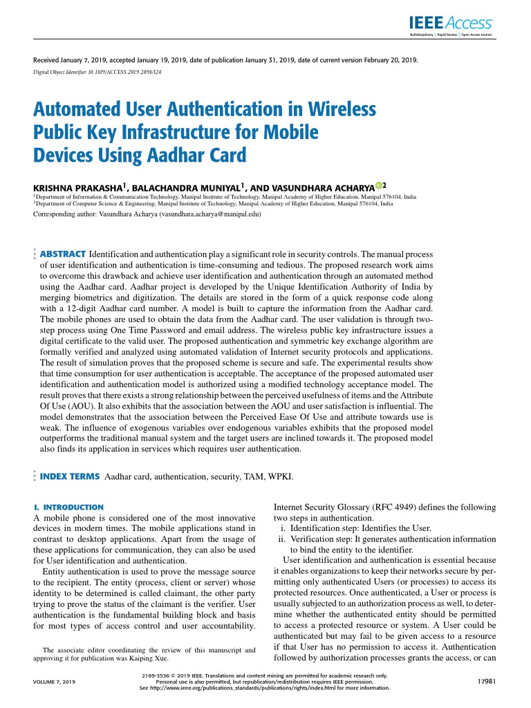 Automated User Authentication in Wireless Public Key Infrastructure For ...