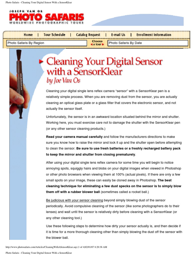 Cleaning With ASensor Klear | PDF | Single Lens Reflex Camera | Digital Single Lens Reflex Camera