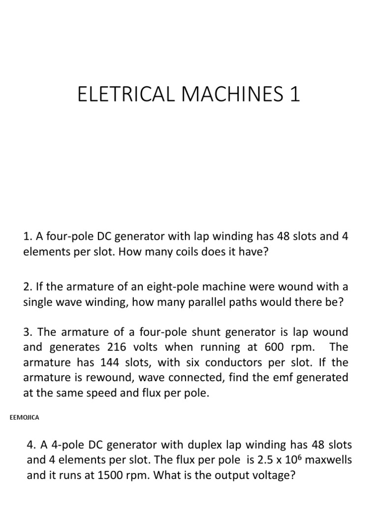 Eletrical Machines 1 | PDF | Electric Motor | Electric Generator