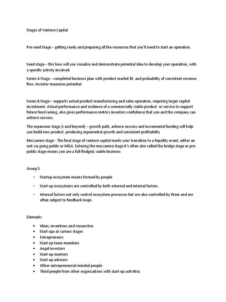 Stages of Venture Capital | PDF | Startup Company | Small Business ...