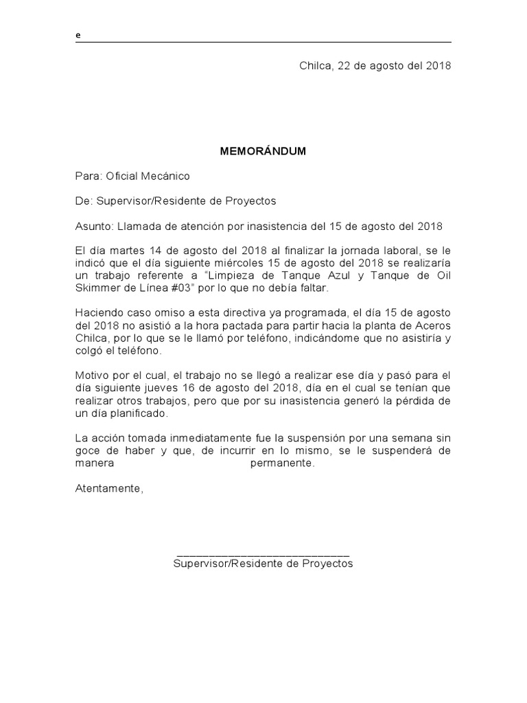 Formato de Memorandum | PDF
