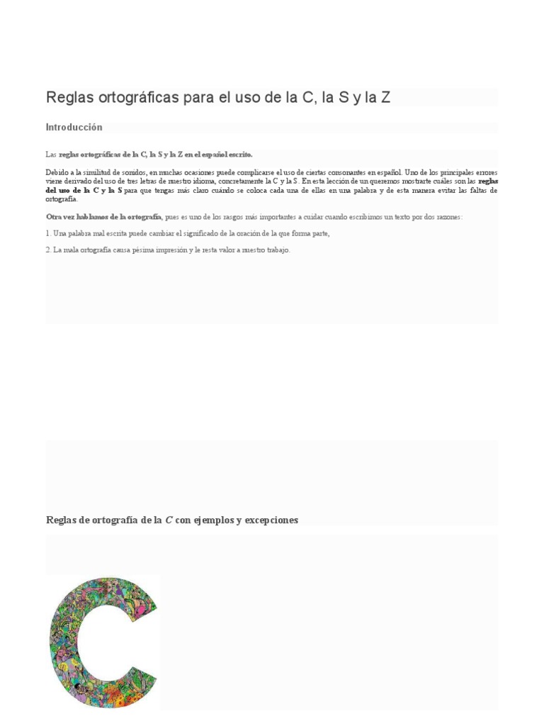 Reglas Ortográficas para El Uso de La CZS | PDF | Lengua española ...