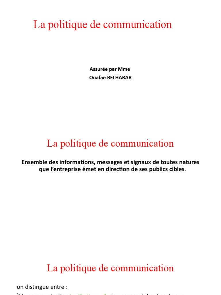 Politique de communication d'entreprise | PDF | la communication ...