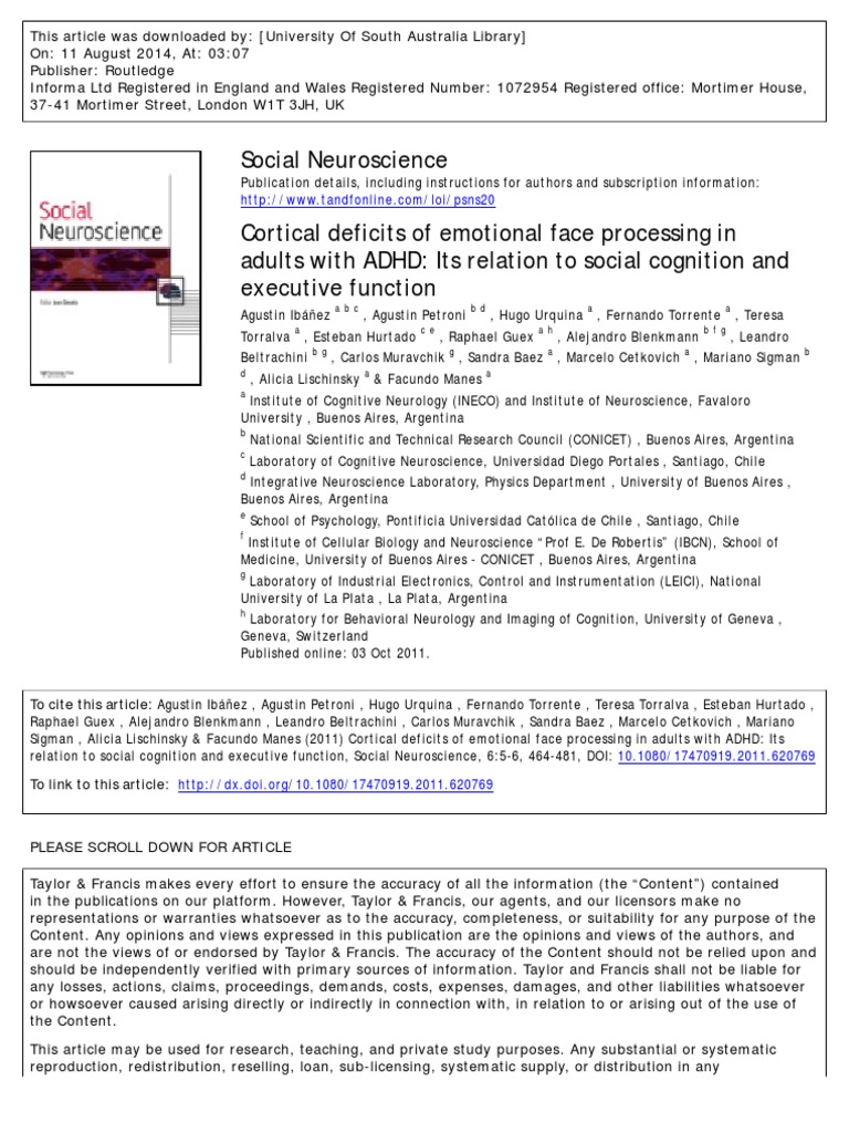 Ibanez 2014 | PDF | Attention Deficit Hyperactivity Disorder | Executive Functions