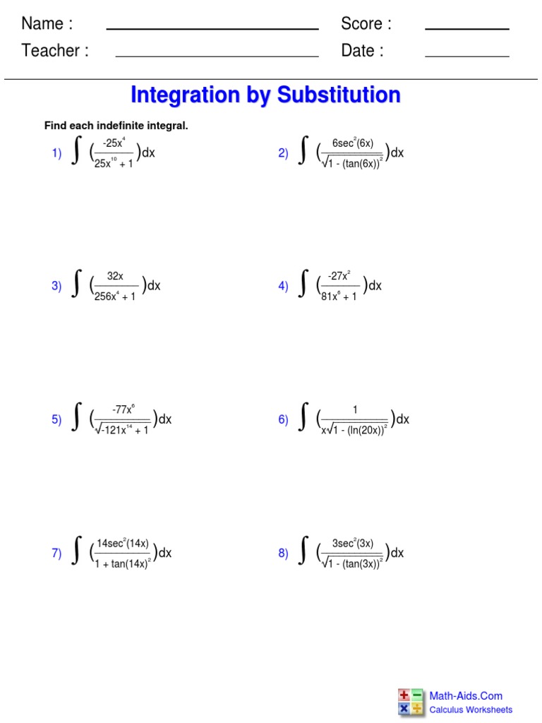 Integration By Substitution Pdf Functions And Mappings Operator