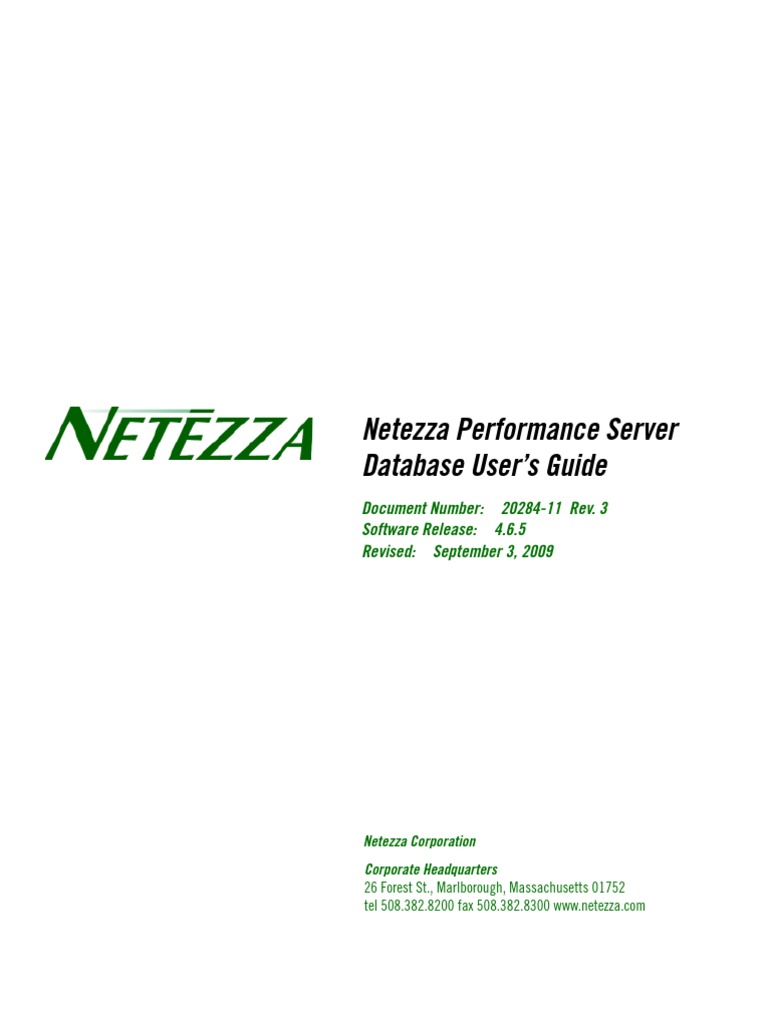 4.6.5 Netezza Database Users Guide | Copyright | Information Technology ...