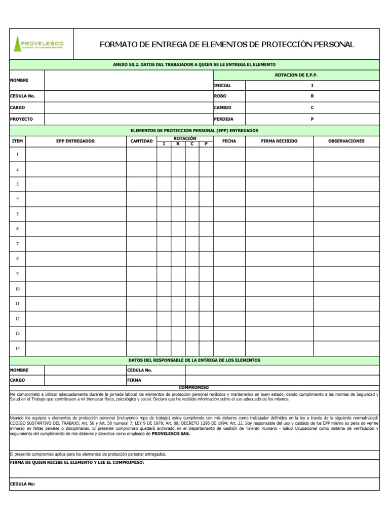 Formato Entrega de EPP y Compromiso Laboral | PDF | Justicia | Crimen y violencia