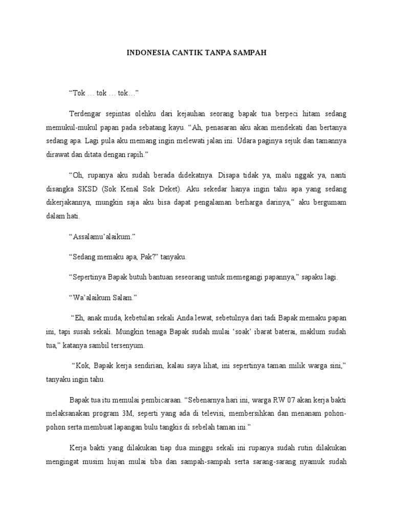 Apriyani - Cerpen Indonesia Cantik Tanpa Sampah | PDF