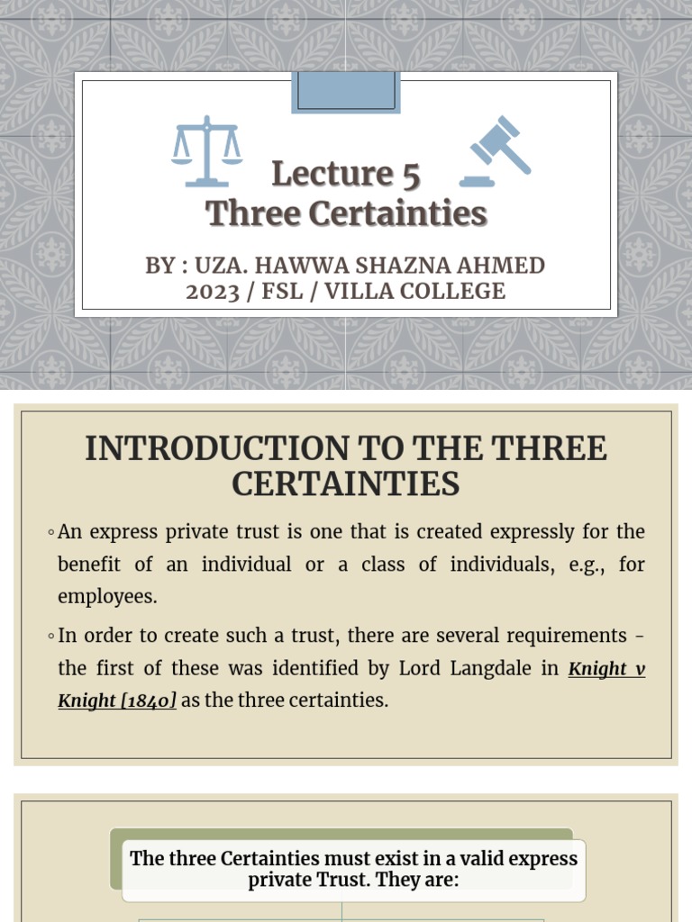 Three Certainties | PDF | Trust Law | Legal Documents
