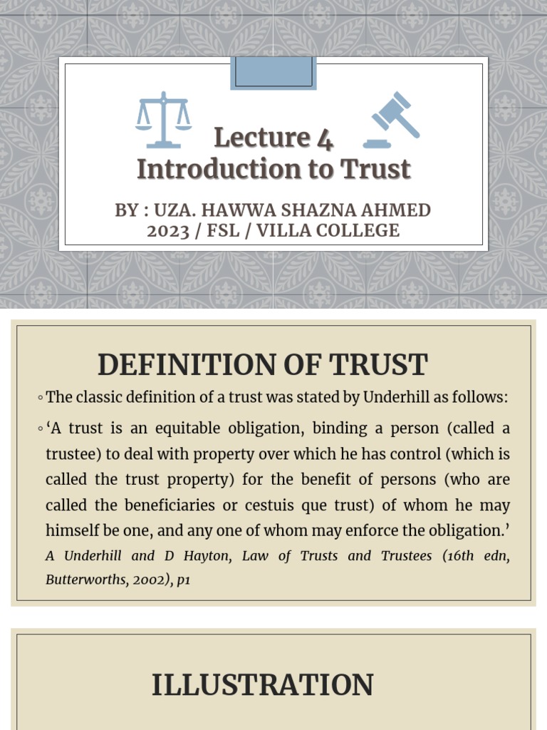 Introduction To Trust | PDF | English Trust Law | Trust Law