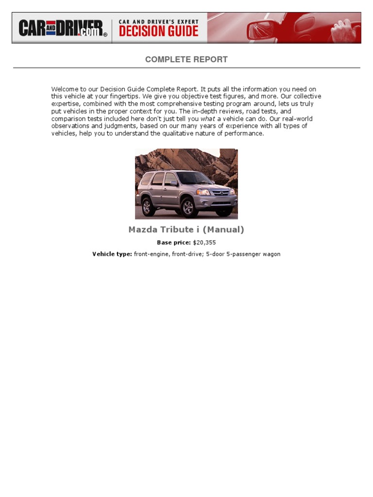 CD 05 Mazda Tribute i (Manual) 3296 | PDF | National Highway Traffic Safety Administration ...