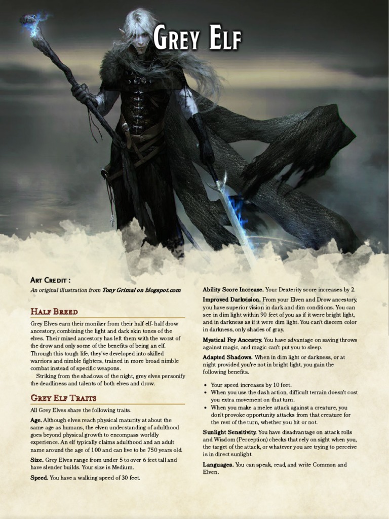 Grey Elf - Race - GM Binder | Download Free PDF | Elf (Dungeons & Dragons)