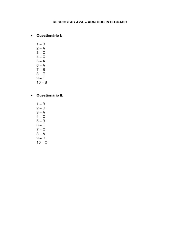 Respostas Ava - Arq Urb Integrado | PDF