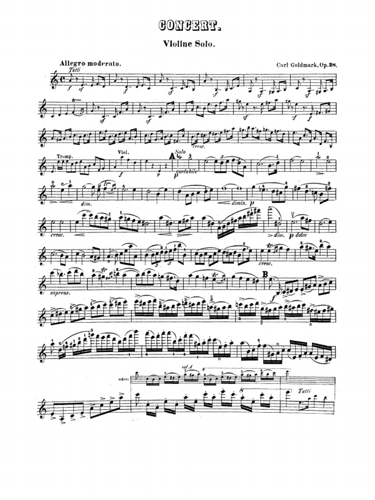 Goldmark - Violin Concerto, Op. 28 - Solo Part | PDF