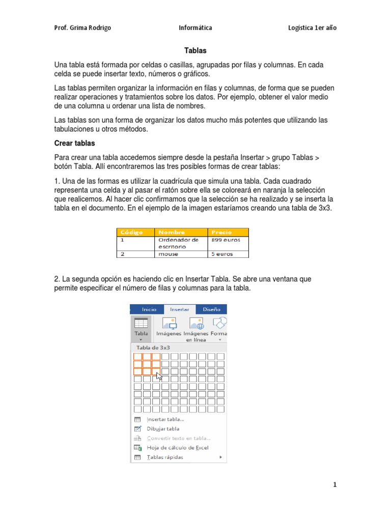 Tablas en Word | PDF | Ventana (informática) | Informática