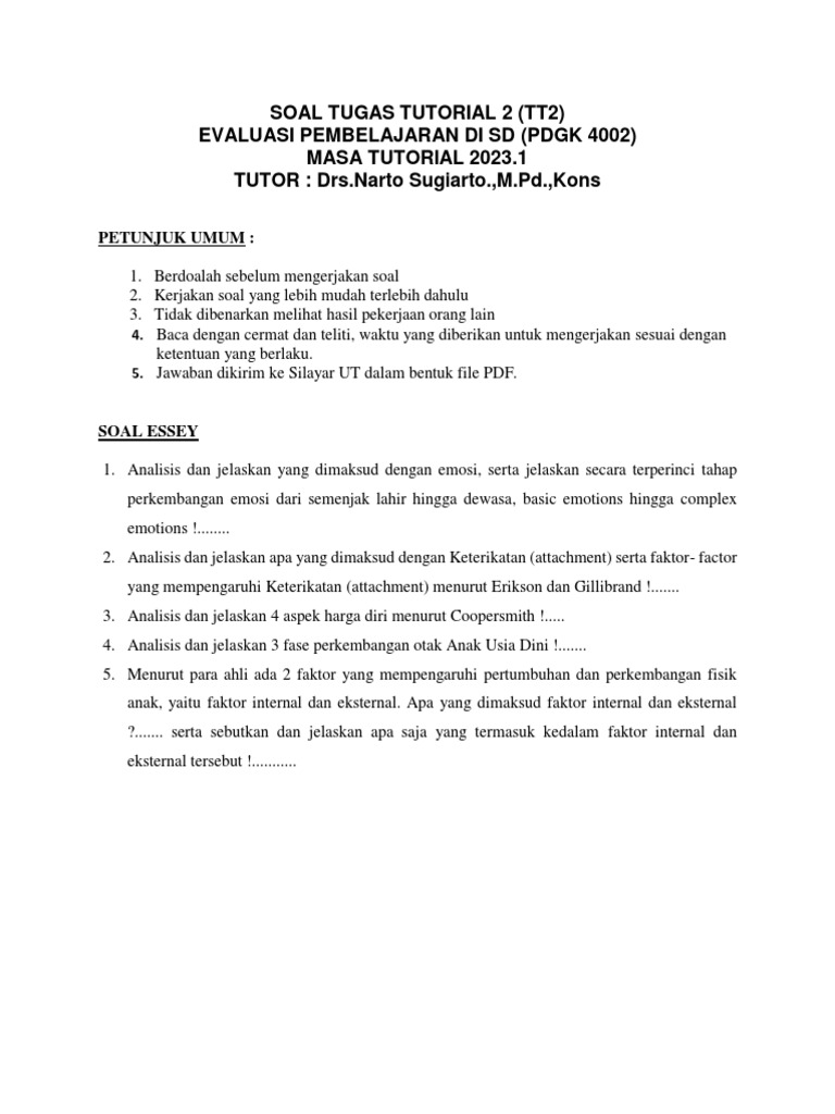 Soal Tugas Tutorial 2 - PPD | PDF
