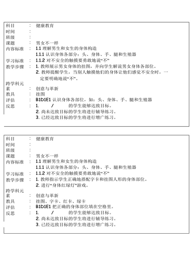 Contoh RPH PJPK SJKC 2023 | PDF