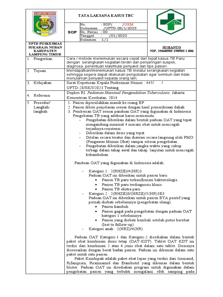 Sop Tatalaksana TBC | PDF