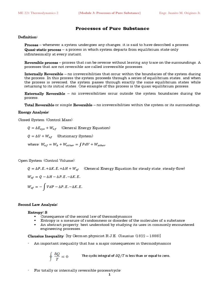 Module3 - Processes of PureSubstance | PDF