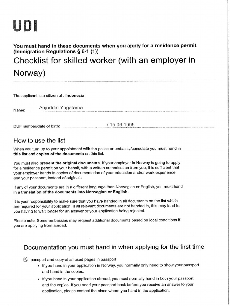 Checklist For Skilled Worker Signed | PDF