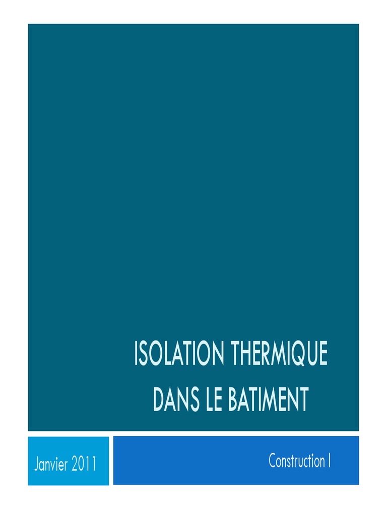 Isolation Thermique du Bâtiment | PDF | Transfert thermique | Capacité ...