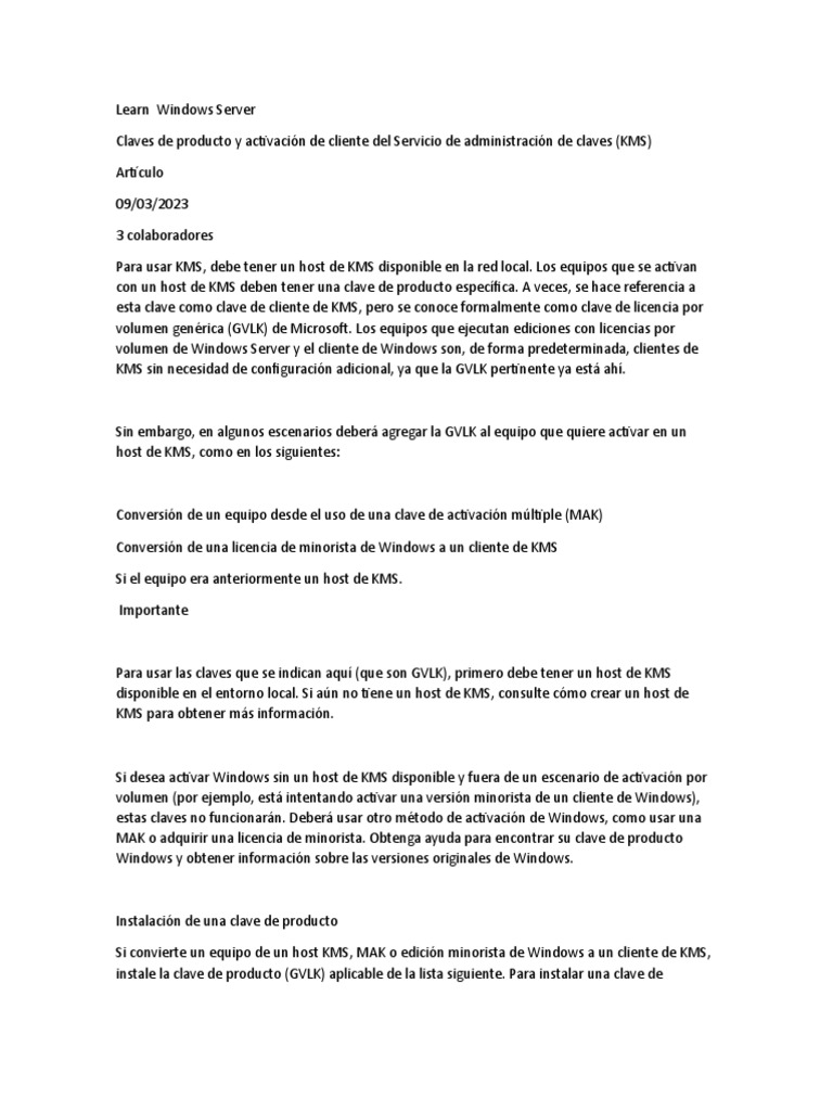 Claves Windows | PDF | Windows Server 2008 | Windows 10