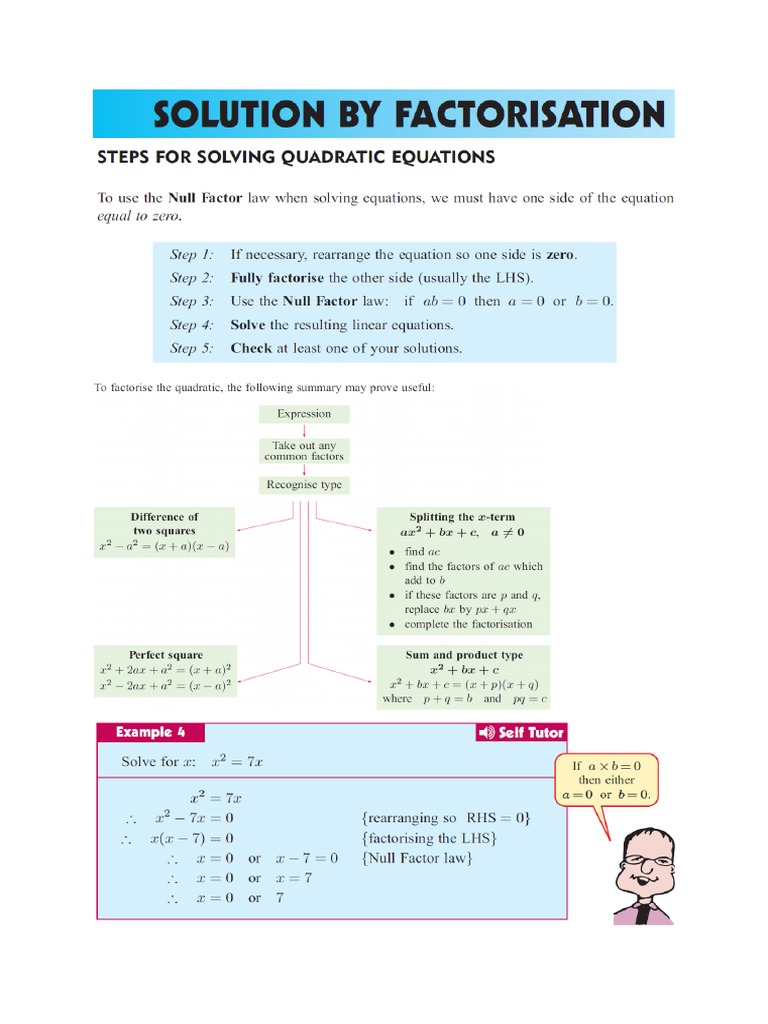 Solving Quadratic Equation by Factorisation | PDF