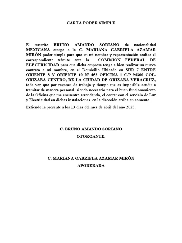 Carta Poder Simple | PDF