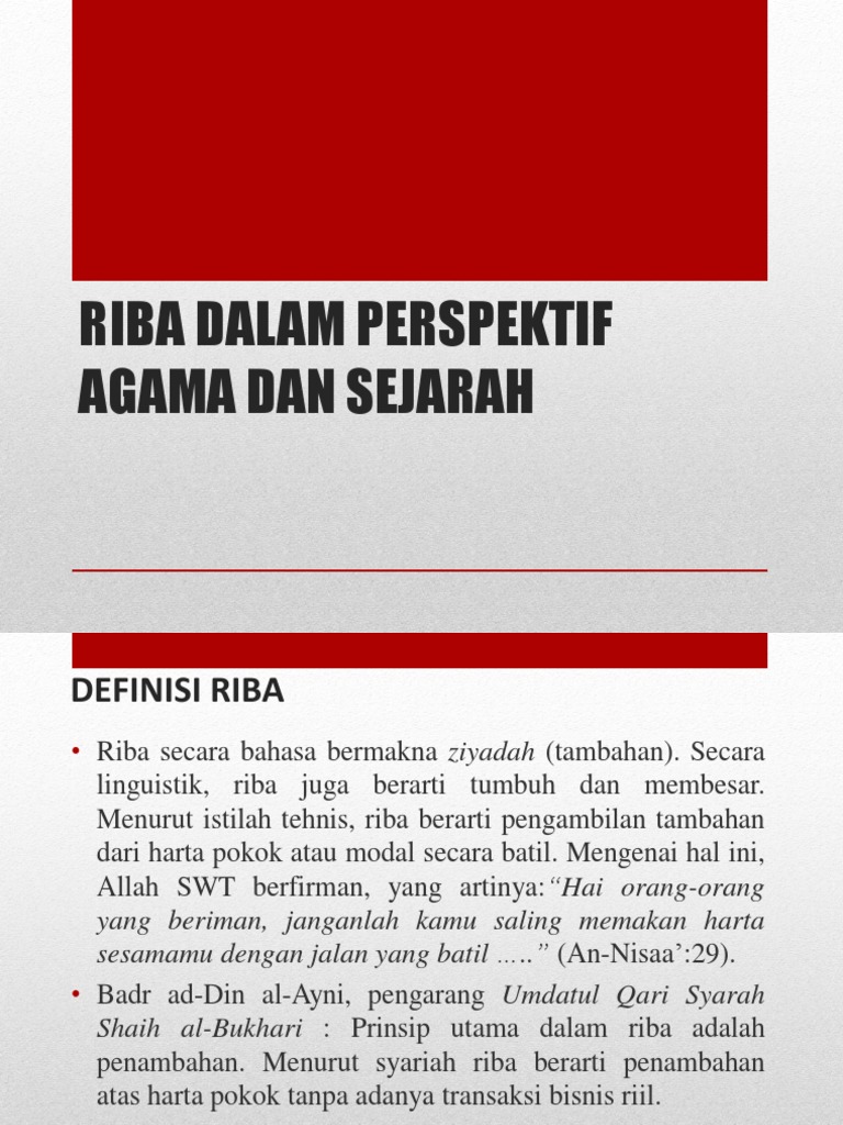 Riba Dalam Perspektif Agama Dan Sejarah | PDF