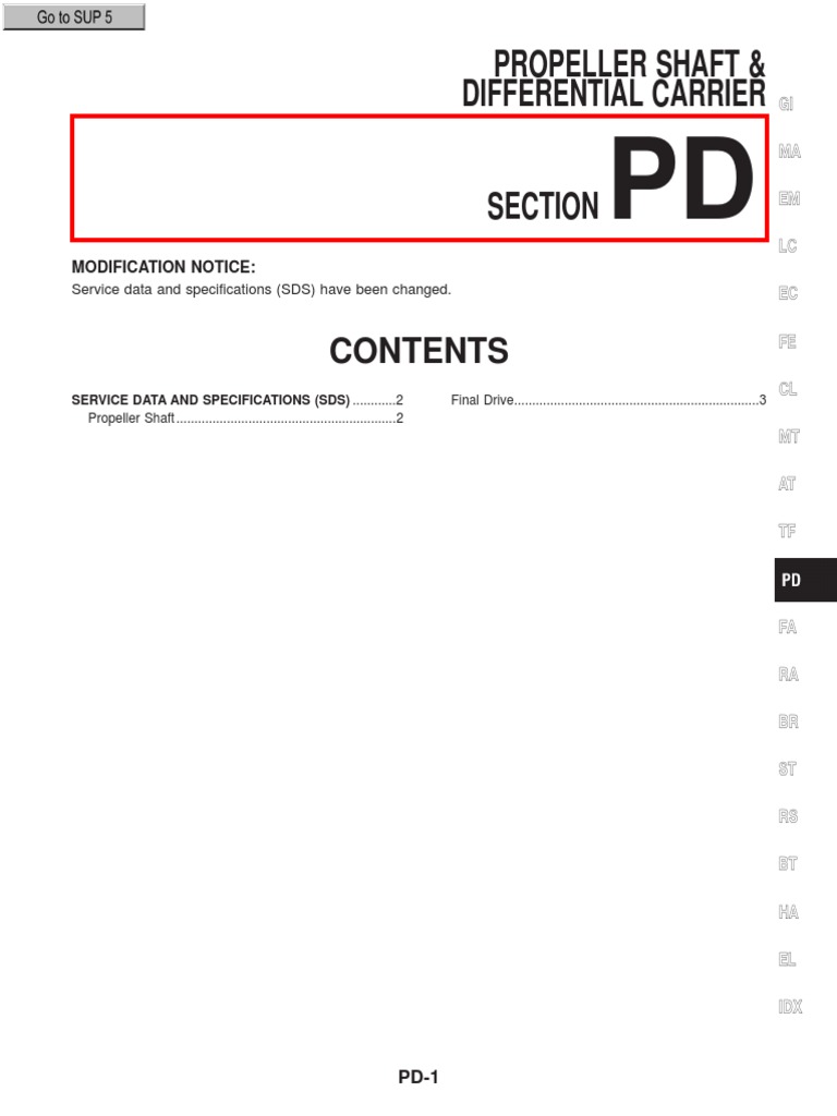 Propeller Shaft & Differential Carrier: Modification Notice | PDF ...