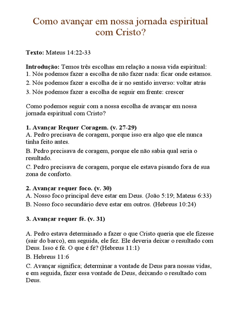 Como Avançar em Nossa Jornada Espiritual Com Cristo | PDF | Autoajuda