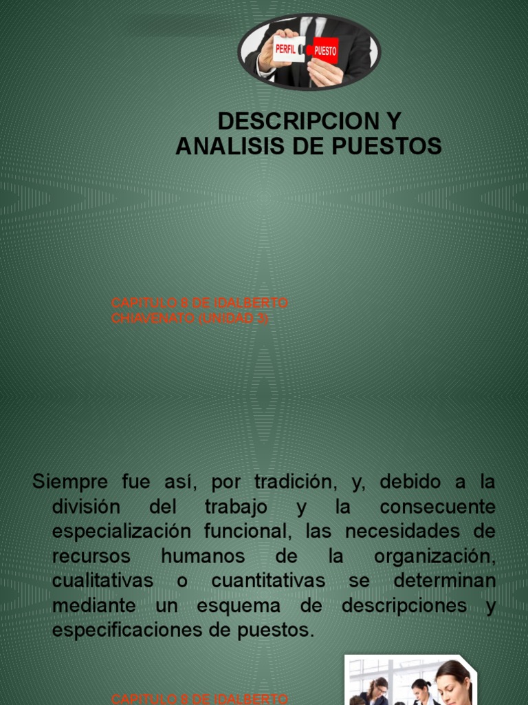 Capitulo 8. Descripcion y Analisis de Puestos | PDF | Cuestionario | Gestión de recursos humanos