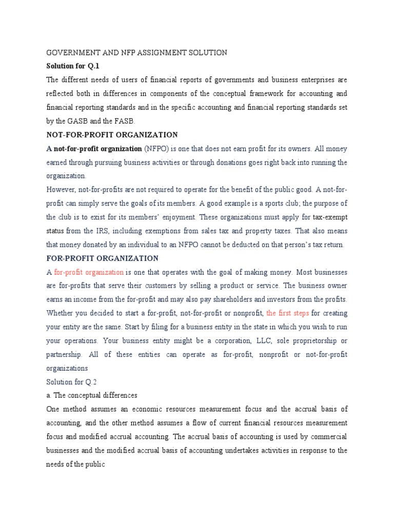 Government and NFP Assignment Solution | PDF | Fund Accounting ...