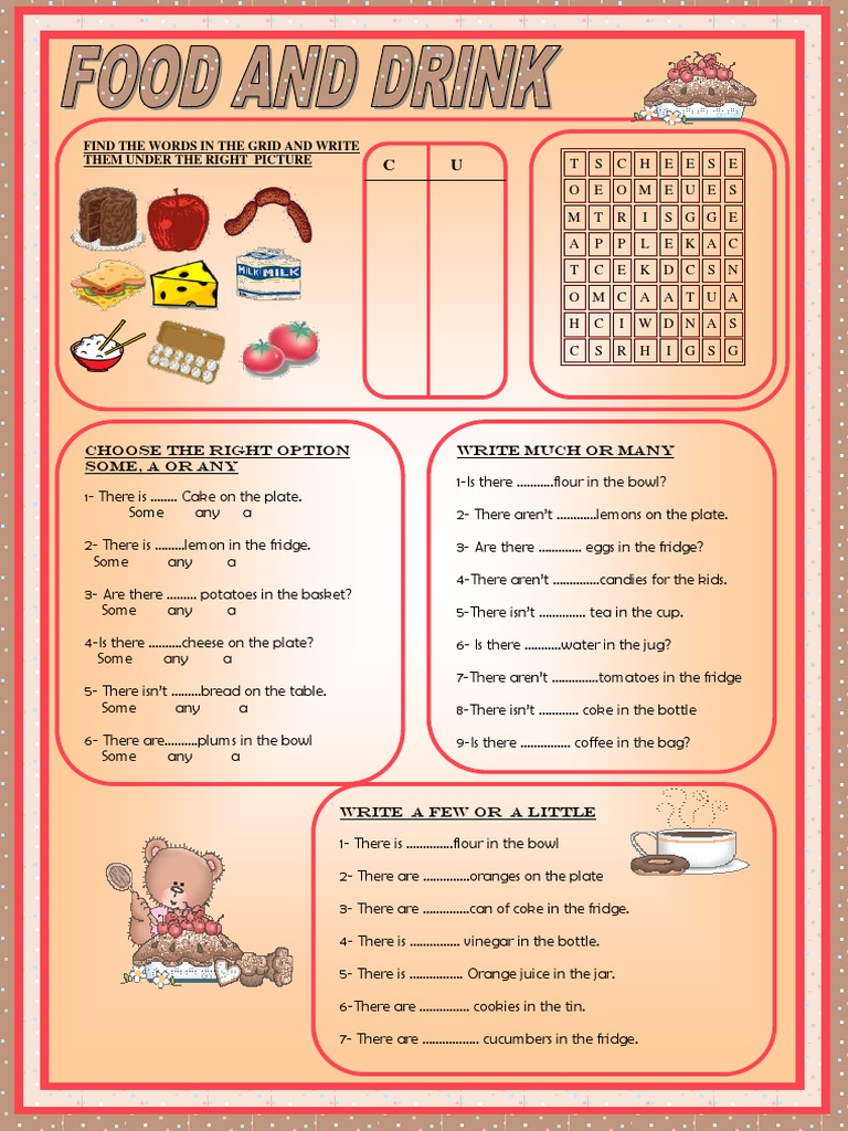 Food Quantity Exercises for ESL Learners | PDF | Food And Drink ...