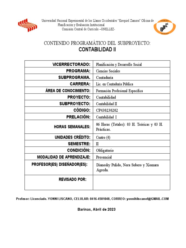 PLANIFICACION DE CONTENIDO Contabilidad II | PDF | Contabilidad ...