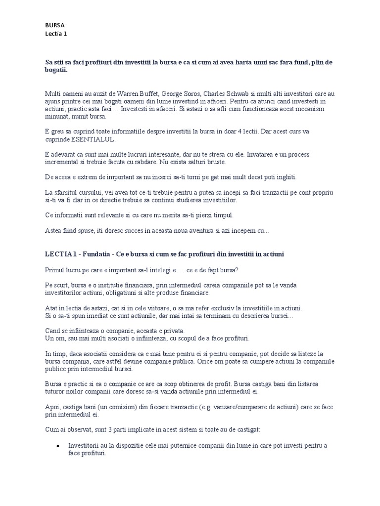Curs 1 Bursa | PDF